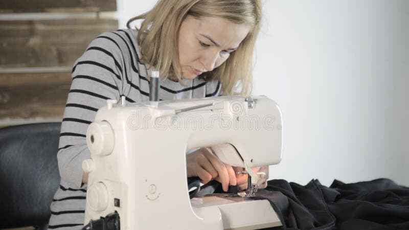 Seamstress Thread in the Needle of Sewing Machine, Sewing Machine and ...