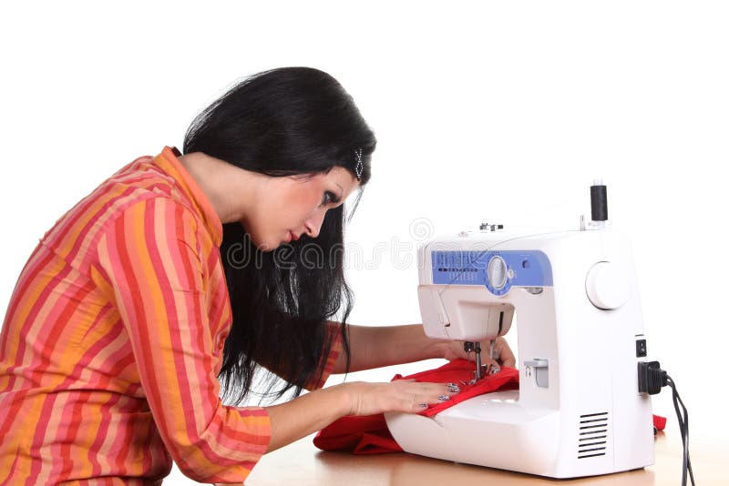 Teen Uses Sewing Machine stock image. Image of person - 13263493