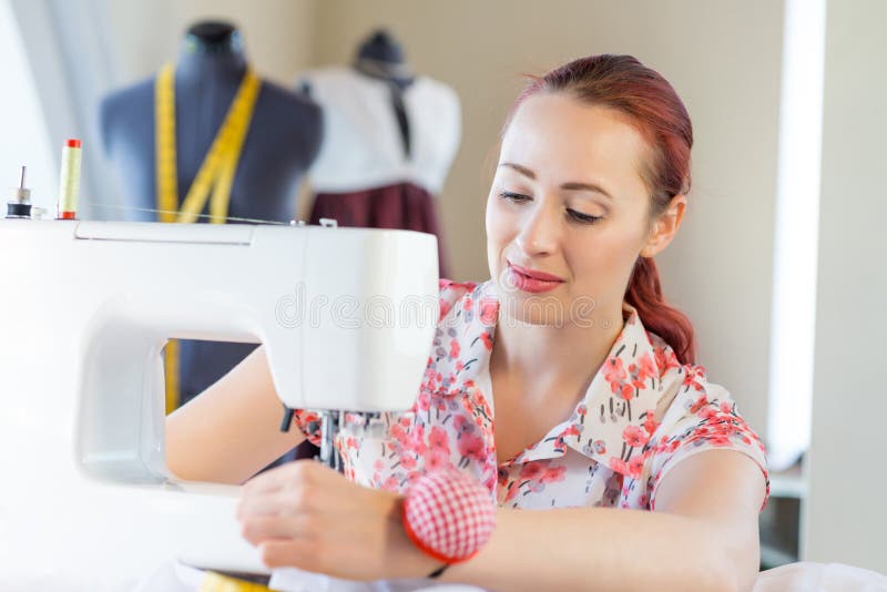 Seamstress at work stock image. Image of homemade, attractive - 44251595