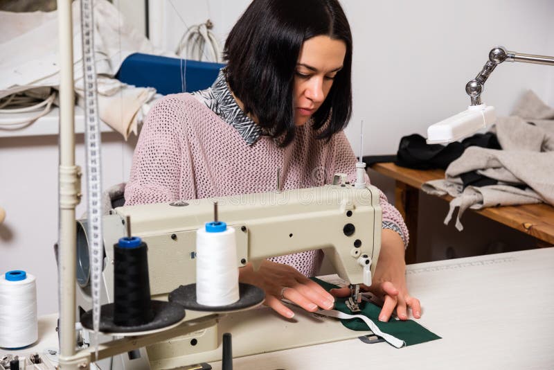 Seamstress Works in the Tailoring Workshop Stock Photo - Image of girl ...