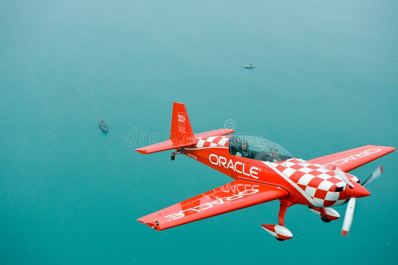 Oracle Stunt Airplane Performing a Corkscrew Editorial Photo - Image of ...