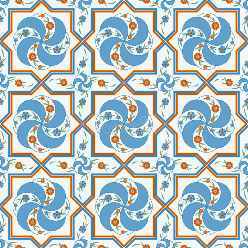 Seanless Vector Traditional Colorful Floral Arabic Pattern Design Stock ...