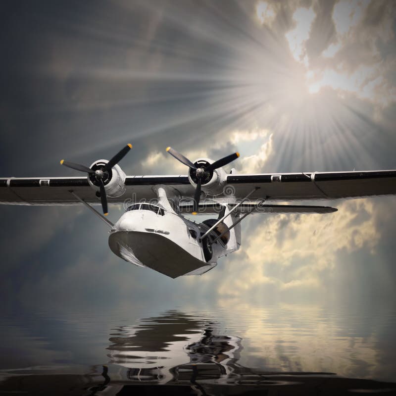 Seaplane Transportation Cartoon Character Side View Vector Illustration ...