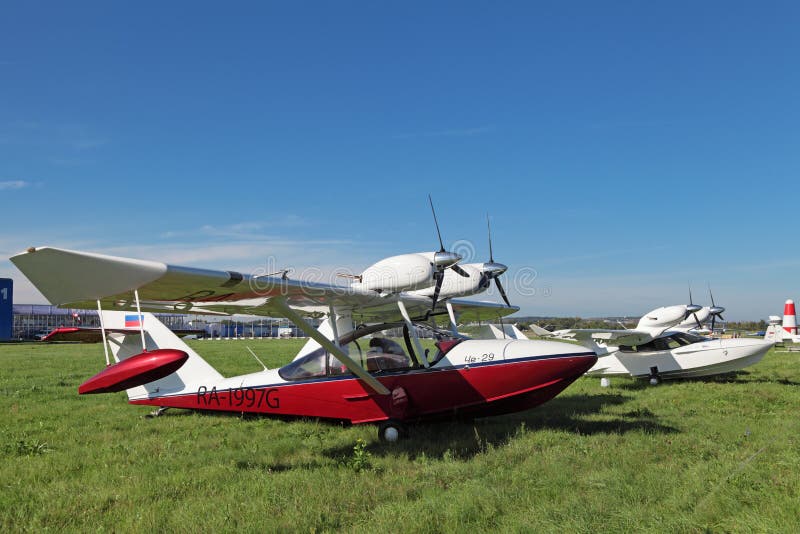 Russian Seaplane L-42M during Flight in the North of Western Si ...