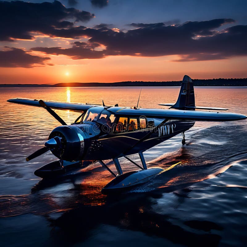 Seaplane on calm stock illustration. Illustration of morning - 312855544