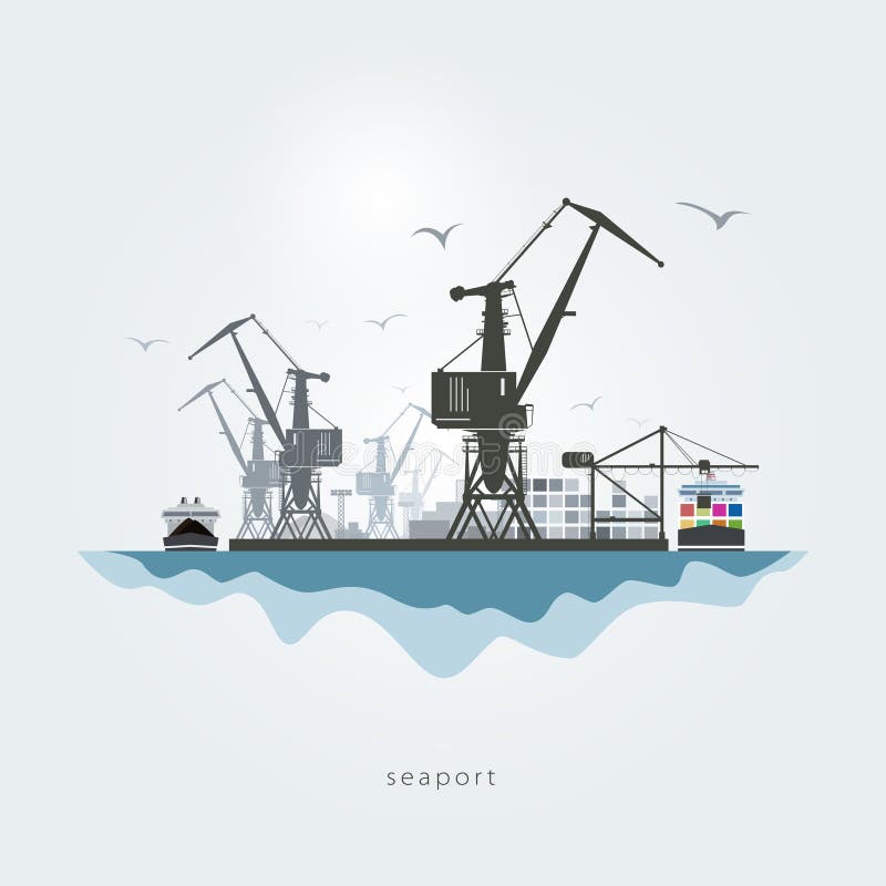 Industrial seaport stock vector. Illustration of facilities - 35516568