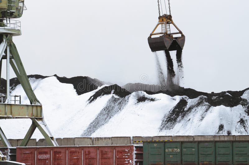 Unloading of Coal from Railway Wagons. Stock Photo - Image of transport ...