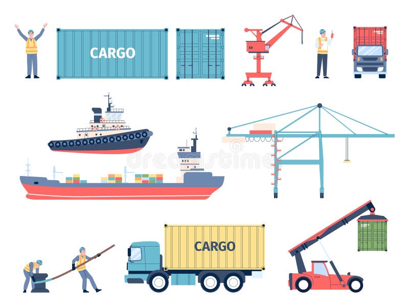 Terminal Ship Crane Flat Vector Stock Illustrations – 382 Terminal Ship ...