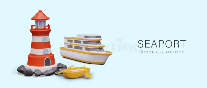 Seaport. Horizontal Vector Pattern on Blue Background Stock Vector ...