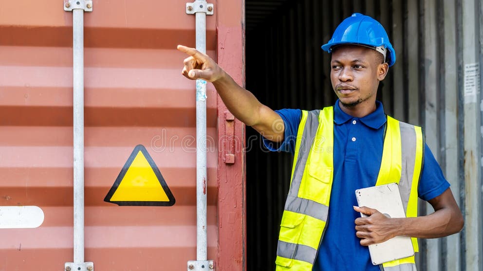 Seaport Inspector Busy with in-checking on Cargo and Pointing To ...