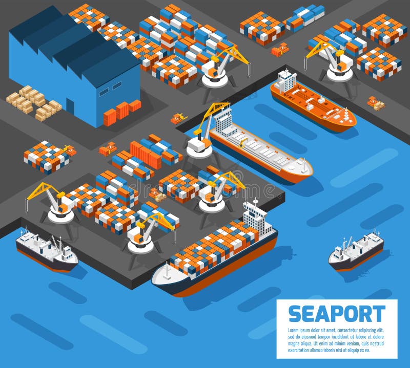 Seaport Isometric Flowchart Stock Vector - Illustration of dock ...