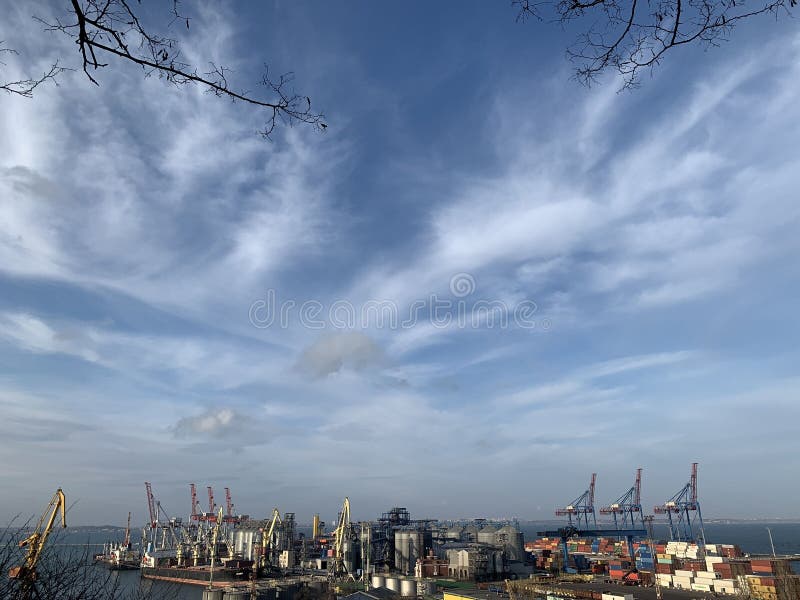 Seaport of the Odessa. View from Park Shevchenko Stock Image - Image of ...