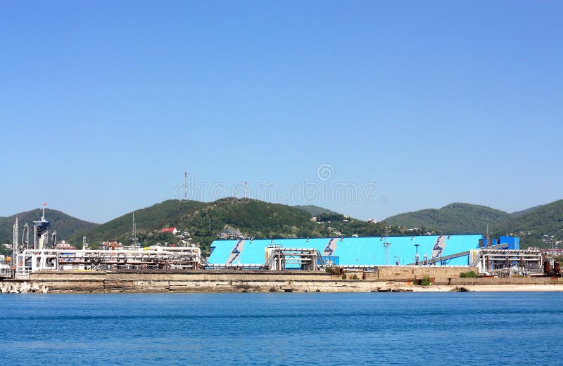 Seaport oil terminal stock image. Image of industry, nautical - 30938101