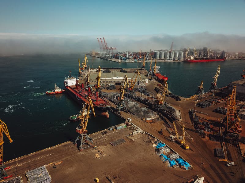 Sea Port from a Bird`s-eye View. Odessa, Ukraine Stock Image - Image of ...