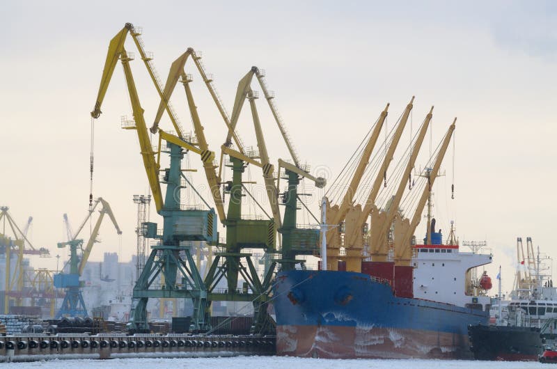 Work at the seaport. stock image. Image of commercial - 101556799