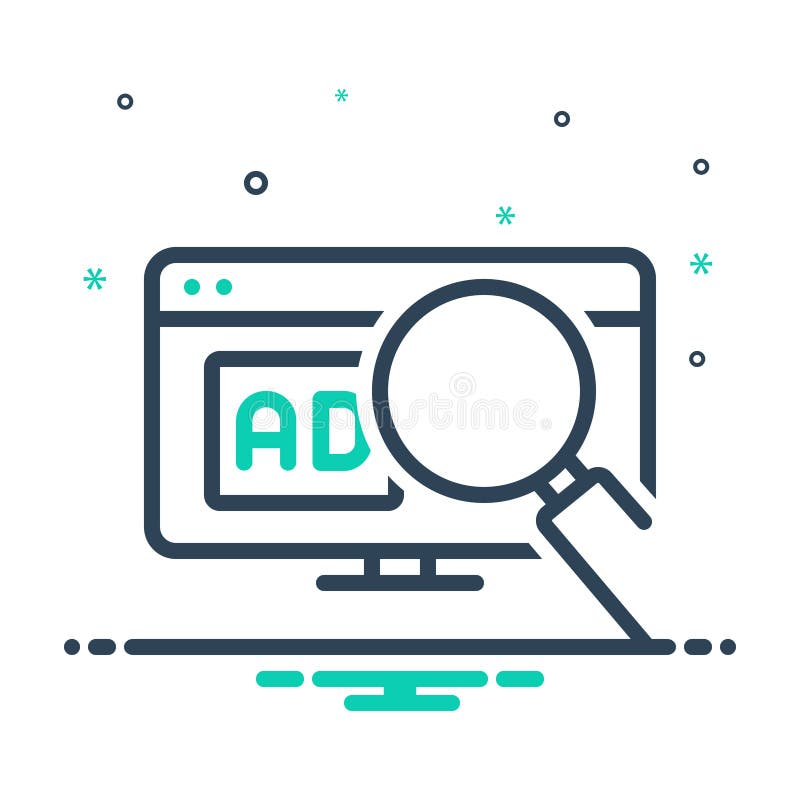 Mix Icon for Search Ad, Digital and Magnifier Stock Vector ...