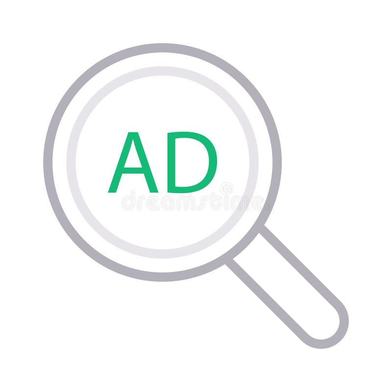 Search Ad Thin Line Color Vector Icon Stock Vector - Illustration of ...