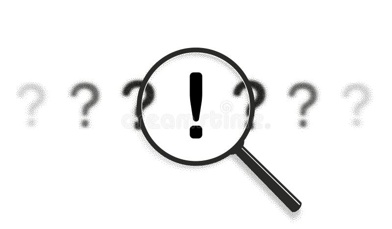 Search Answer Idea, Problem Solution Concept. Exclamation Point between ...