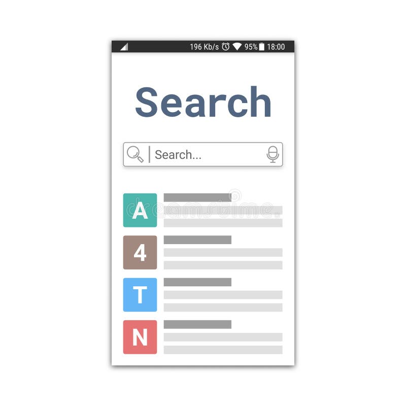 Search Application Template or Web Browser Window with Search Field and ...