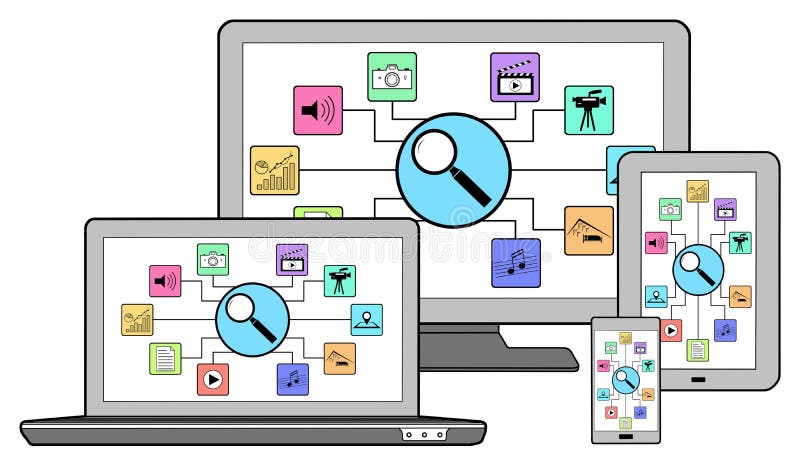 Search for Apps Concept on Different Devices Stock Illustration ...