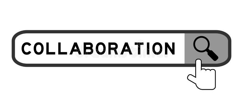 Search Banner in Word Collaboration with Hand Over Magnifier on White ...