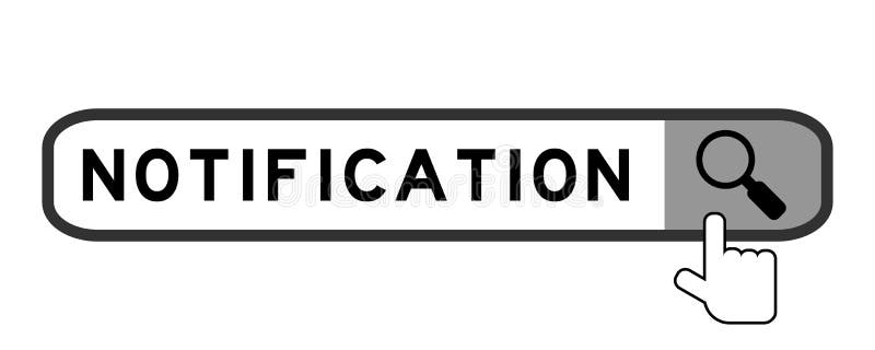 Search Banner in Word Notification with Hand Over Magnifier on White ...