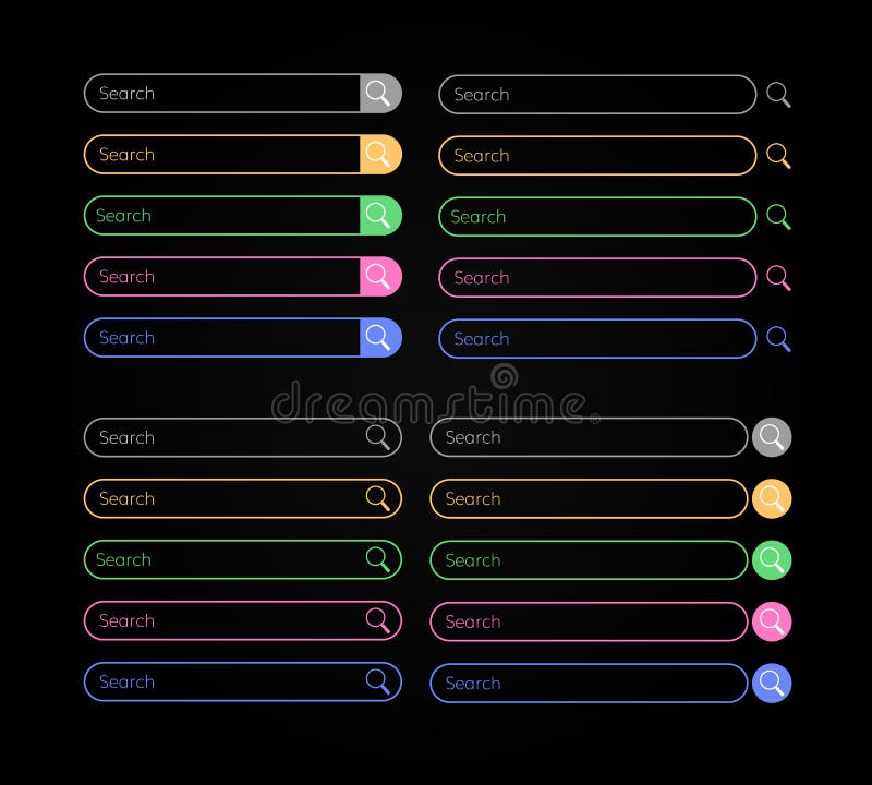 Search bar big vector set. stock vector. Illustration of button - 89159076