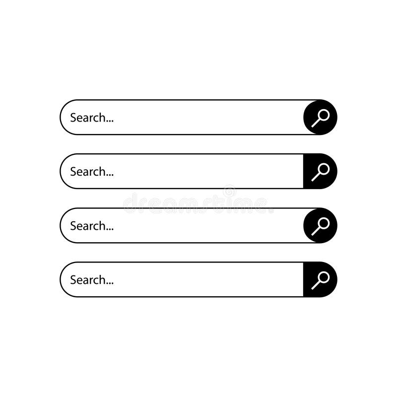 Search Bar. Search Box. Set of Search Boxes. Template Isolated on White ...