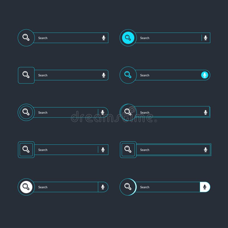 Search Bar Collection with Dark Blue Color. Website Ui Design, Search ...