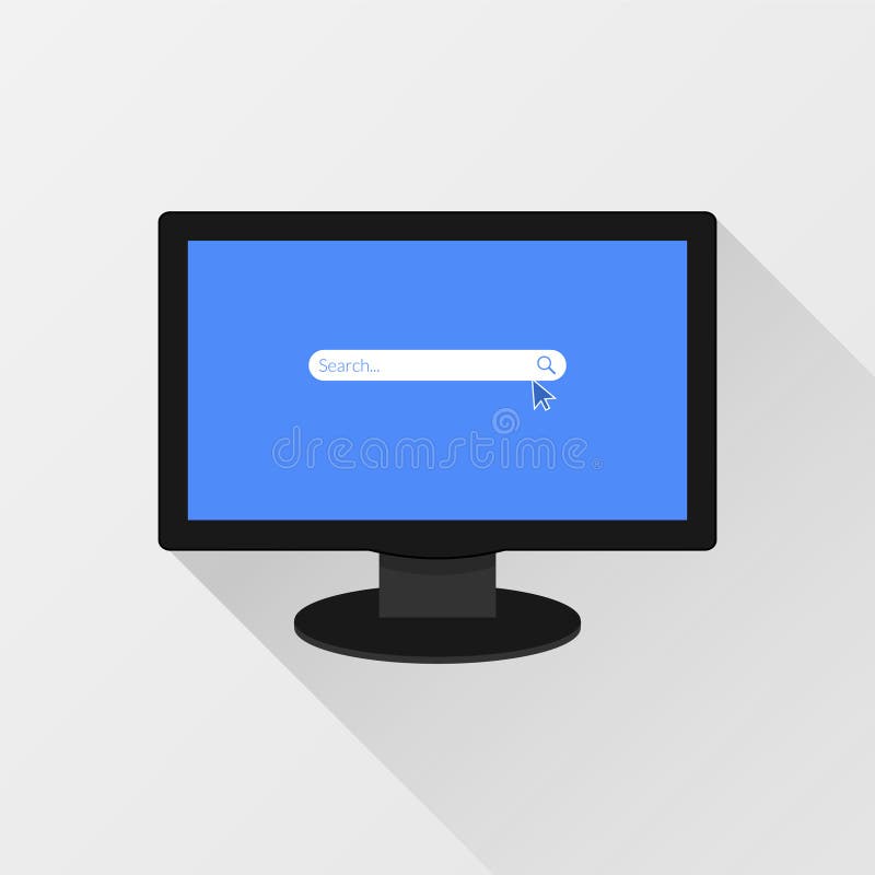 Search Bar Concept on Blank Screen Computer Vector Illustration Stock ...