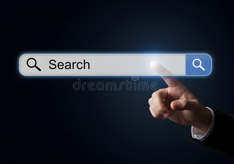 Search Bar with Finger Touching Screen for Web Internet Online Search ...