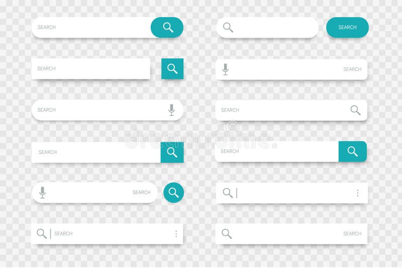 Search Bar. Input Lines with Find Buttons, Magnifier and Microphone Icons. Browser Interface ...