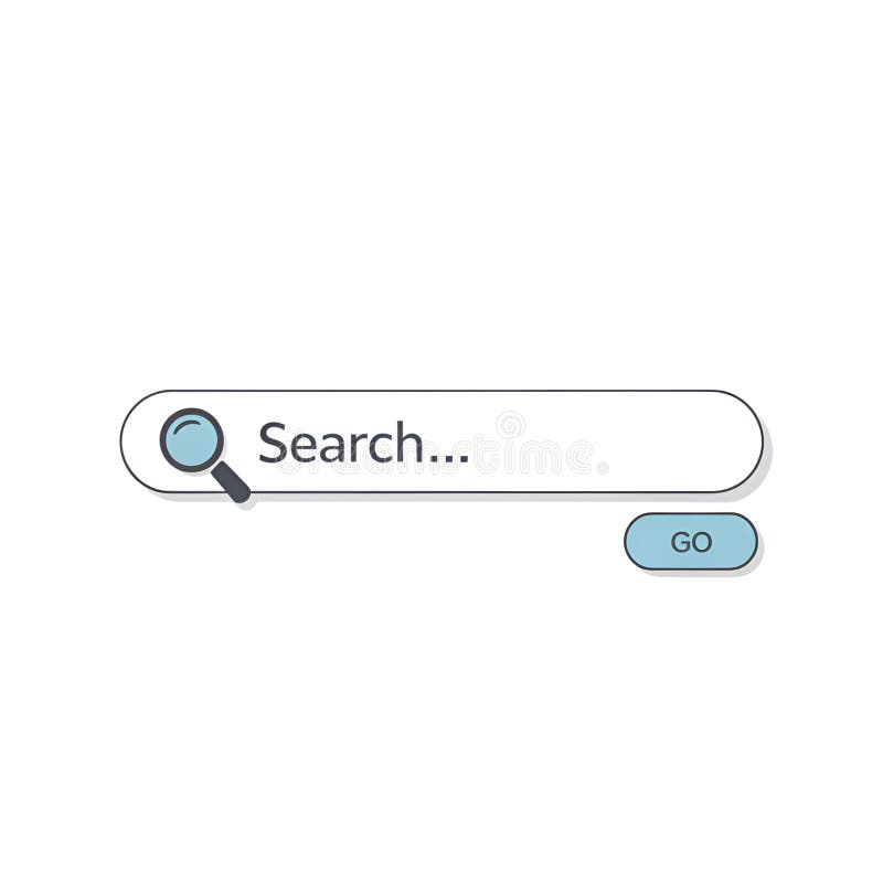 Search Bar Interface with Magnifying Glass Icon and Go Button on White ...