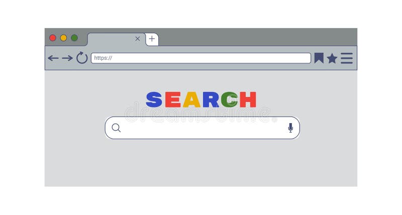 Search Bar. Internet Browser Interface. Computer Screen with URL Address Finding Window. Web Tab ...