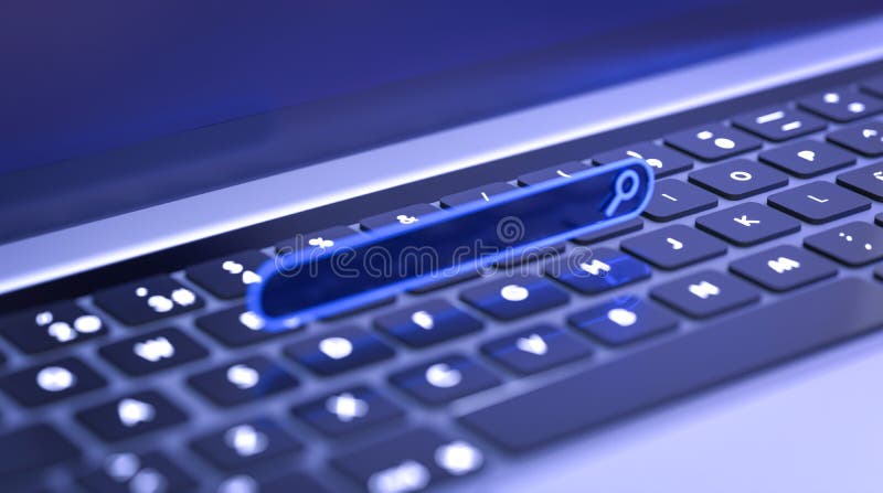 3d Render Search Bar on Keyboard Laptop Stock Image - Image of display ...