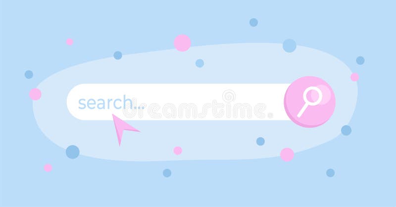 Search Bar with Mouse Cursor on an Blue Background. Flat Vector ...