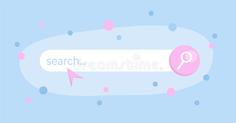 Search Bar with Mouse Cursor on an Blue Background. Flat Vector ...