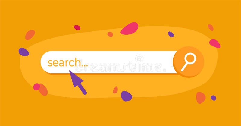 Search Bar with Mouse Cursor on an Orange Background. Flat Vector ...