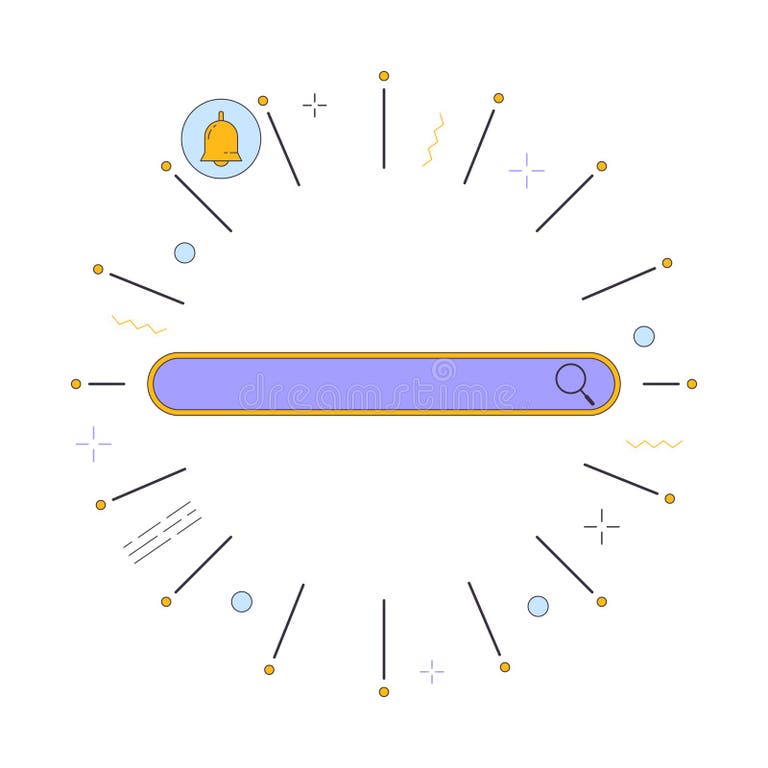 Search Bar with Notification Bell in Frame 2D Linear Cartoon Objects ...