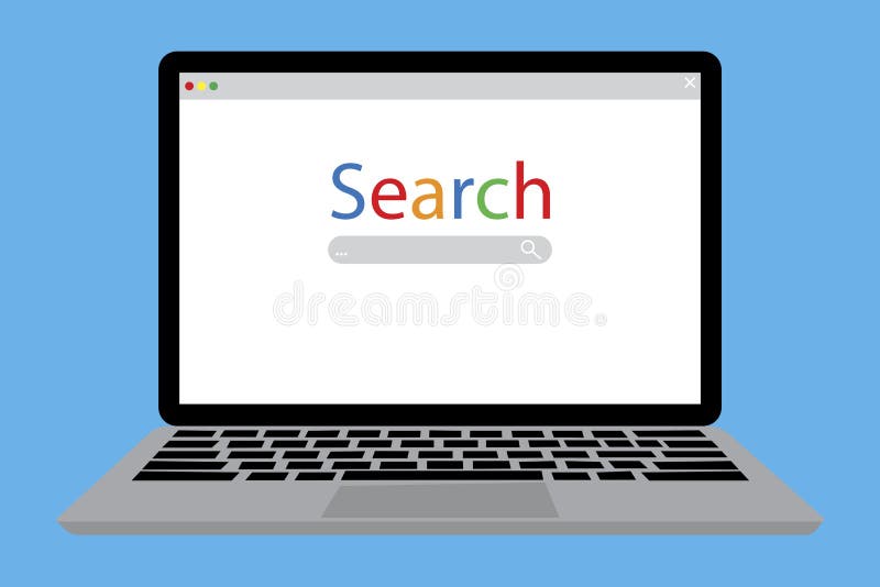 Search Bar on the Screen. Search for a Browser on a Laptop. Search Tab ...