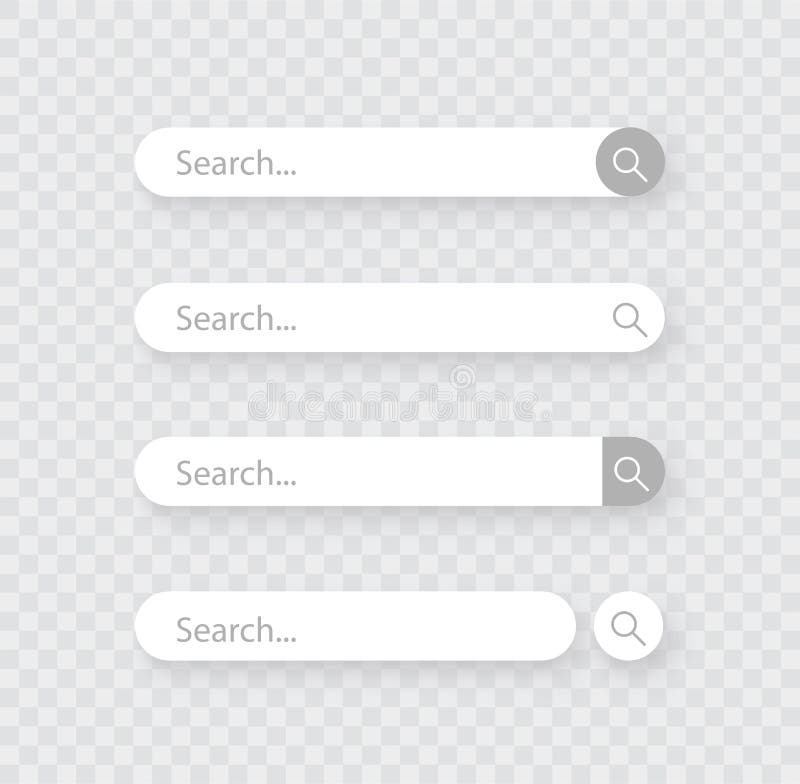 Search Bar, Set of Search Boxes with Shadow on Transparent Background ...