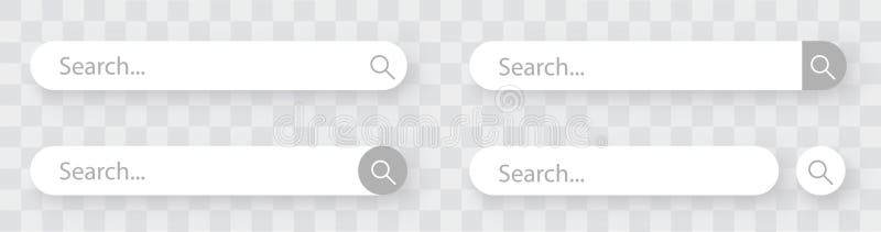 Search Bar, Set of Search Boxes with Shadow on Transparent Background ...