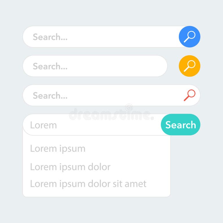 Search Bar Vector Element Design, Set of Search Boxes Ui Template ...