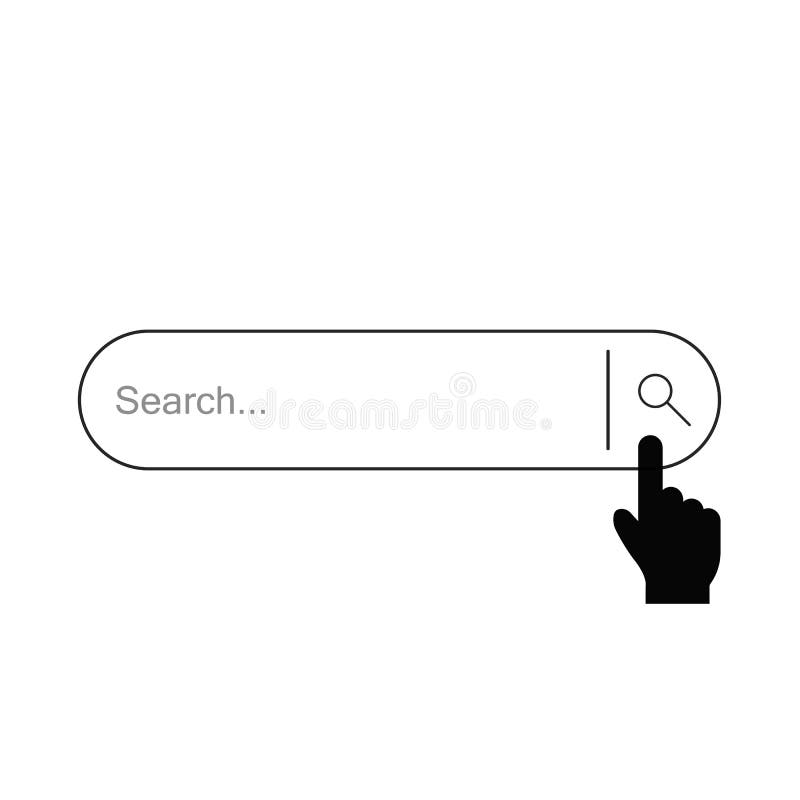 Search Bar Vector Icon - Finger Clicking a Search Button Stock Vector ...