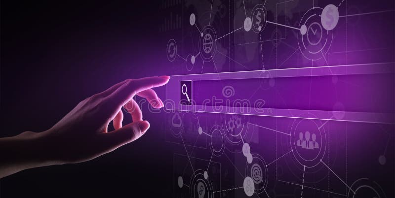 Search Bar on Virtual Screen. Internet and Technology Concept. Stock ...