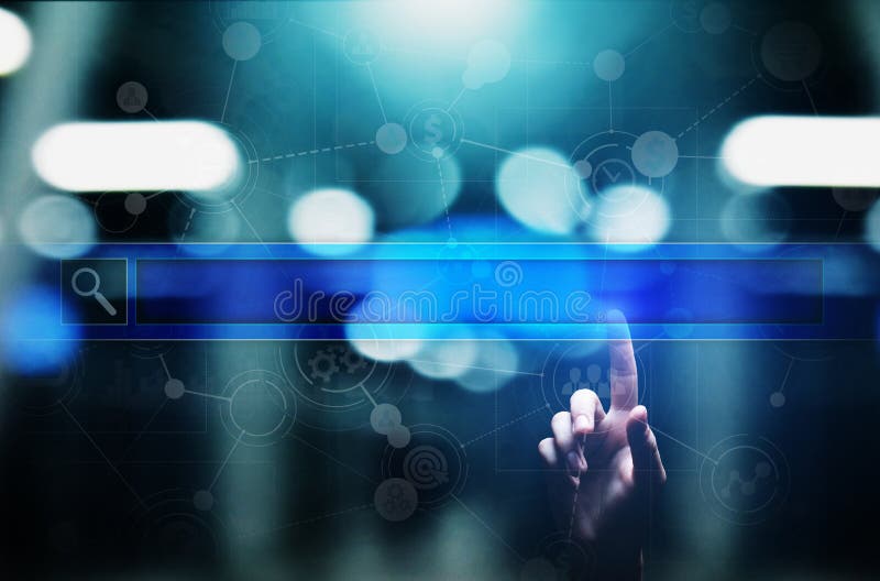 Search Bar on Virtual Screen. Internet and Technology Concept. Stock ...