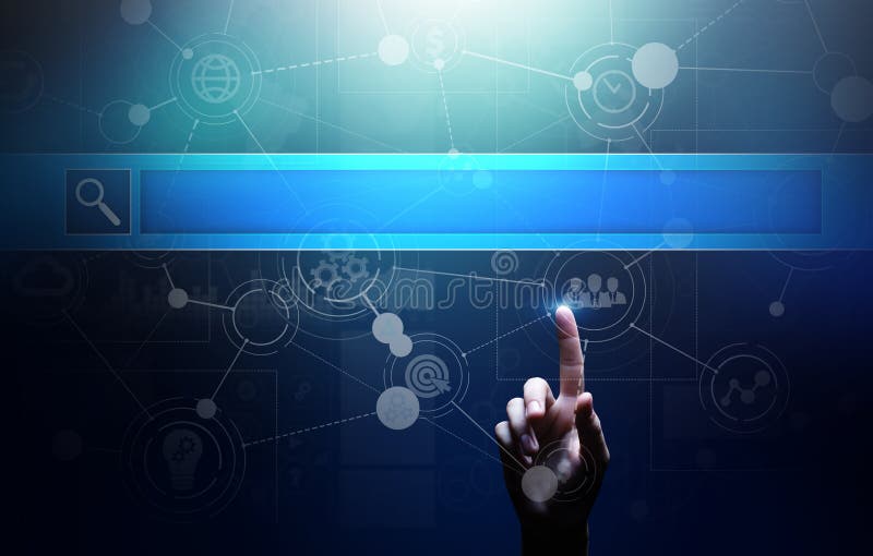 Search Bar on Virtual Screen. Internet and Technology Concept. Stock ...