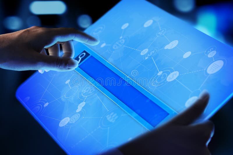 Search Bar on Virtual Screen. Internet and Technology Concept. Stock ...
