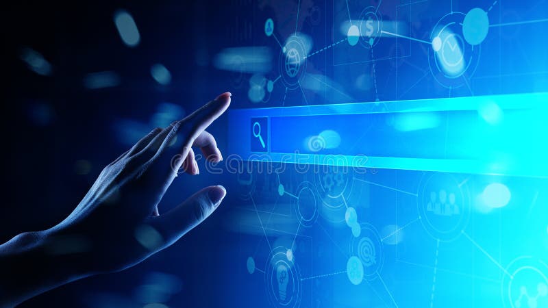 Search Bar on Virtual Screen. Internet and Technology Concept. Stock ...