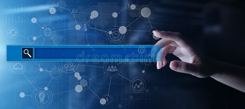 Search Bar on Virtual Screen. Internet and Technology Concept. Stock ...
